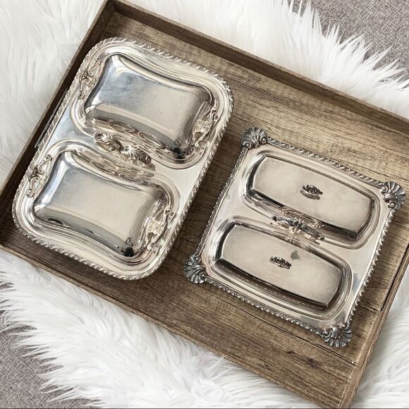 Vintage | Dining | Rare Antique Silver Plateddouble Sectionserving Dish ...
